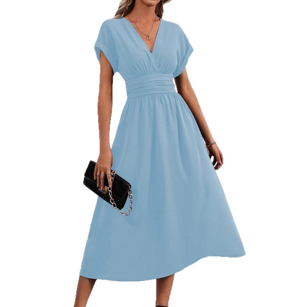 AURA V Neck Maxi Dress Women Batwing Sleeve Elegant Summer Dress S-XXL ...