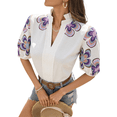 AURA Women Floral V Neck T Shirt Half Sleeve Top S-2XL Casual Summer ...