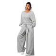 AURA Women Pants Set Geometric Print Sweatshirt And Wide Leg Pants ...