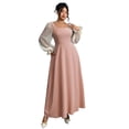 AURA Women Strapless Dress Printed Mesh Splicing Long A Line Dress For ...