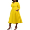 AURA Women's Plus Size Stretchy Flared Wrap Dress Casual Wedding Guest ...