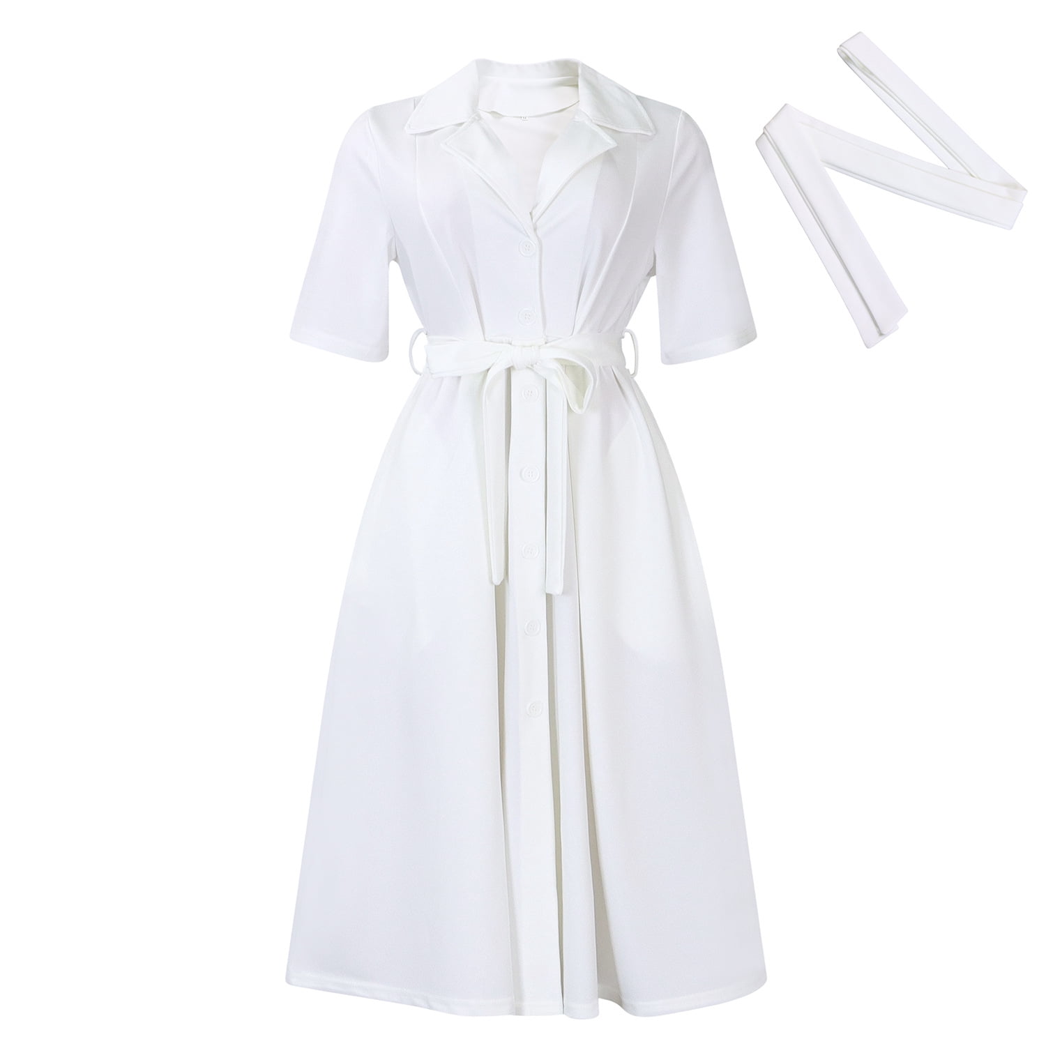 AURA Womens Summer 2024 Solid Color Midi A Line Dress High Waist Short ...