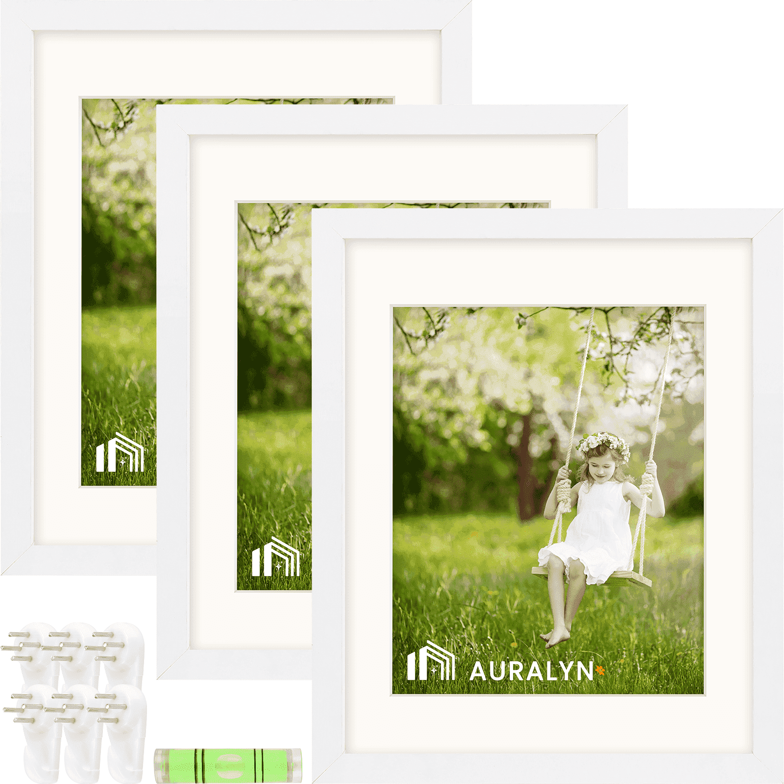 AURALYN 12x16 Picture Frame Set of 3 – Fits 8.5x11 with Mat or 12x16 ...