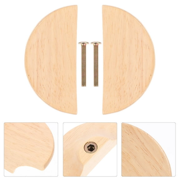 AURARMLET 1 Pair Convenient Door Pull Handle Khaki Wood For Kitchen ...