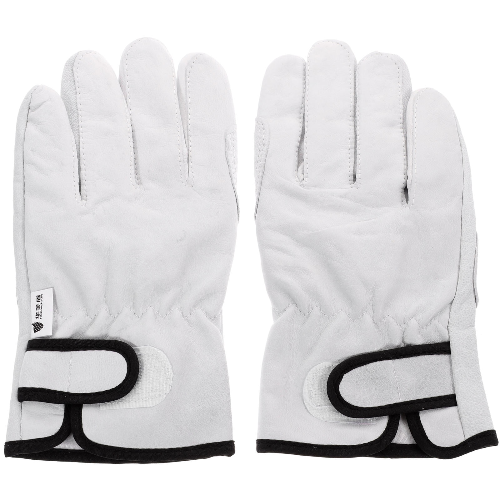 AURARMLET 1 Pair Heat Resistant Welding Gloves Leather Cotton White ...
