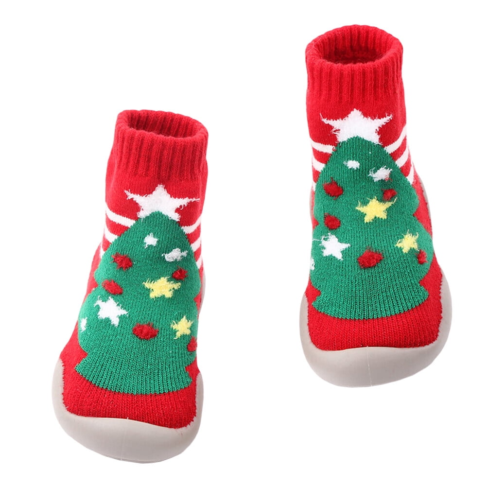 AURARMLET 1 Pair Baby Socks Red Warm Anti-Skid Indoor Winter Socks Soft ...