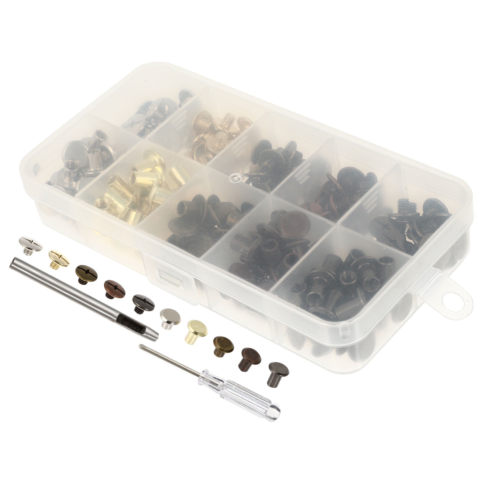 AURARMLET 100 Pairs Light Yellow Copper Round Rivets for Leather Repair ...