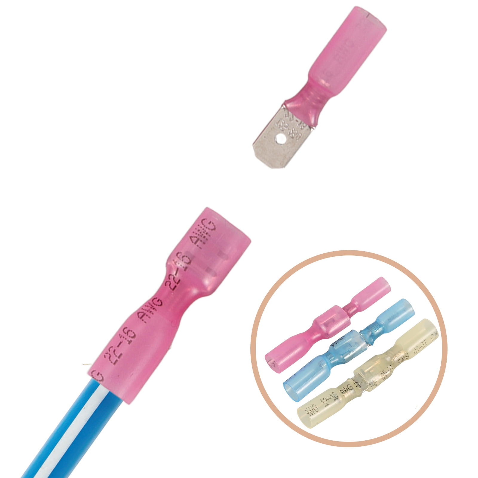 AURARMLET 100Pcs Heat Shrink Connectors Insulated Wire Splice Terminals ...