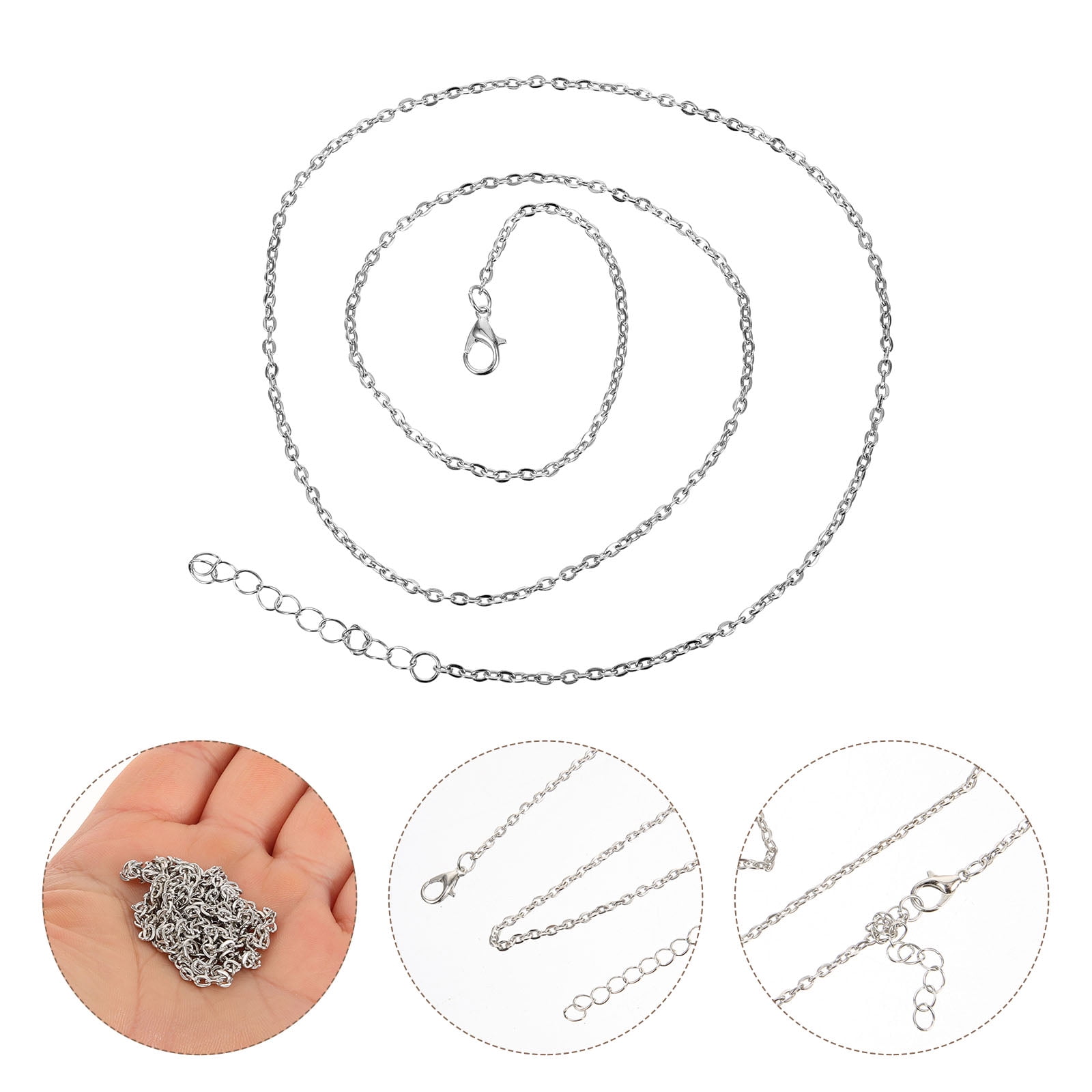 AURARMLET 10Pcs Silver Metal DIY Chain Necklace with Clasp for Pendant ...