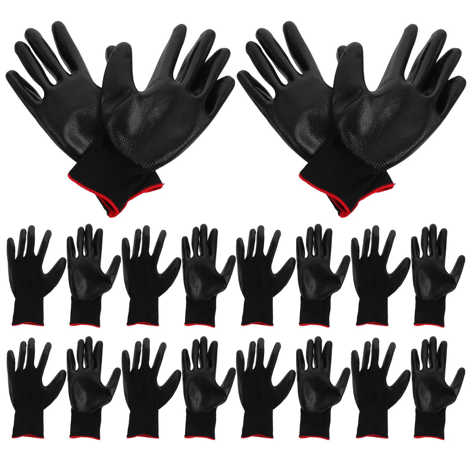 AURARMLET 12 Pairs Black PVC Safety Gloves for Construction, Welding ...
