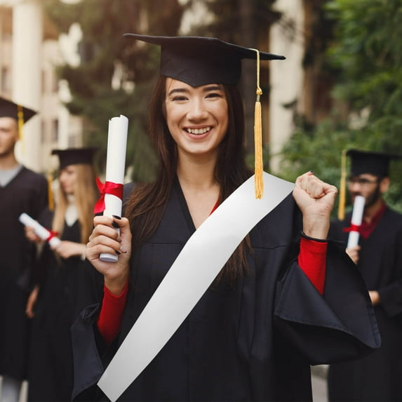 AURARMLET 12Pcs White Satin Sash Party Accessory Blank Plain Sashes for ...