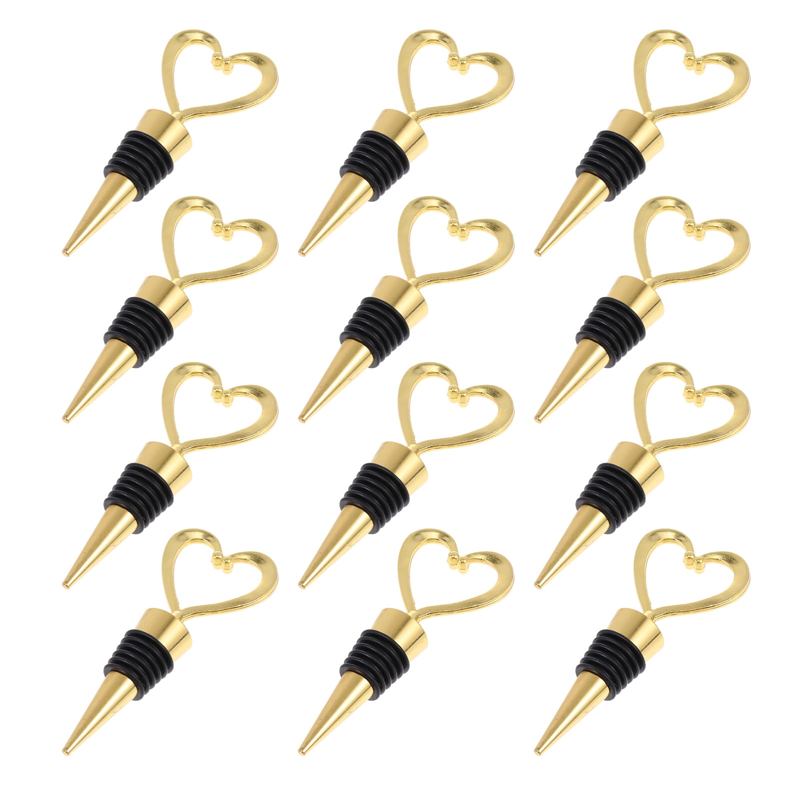 AURARMLET 12Pcs Design Heart Shaped Wine Bottle Plugs Golden Alloy ...