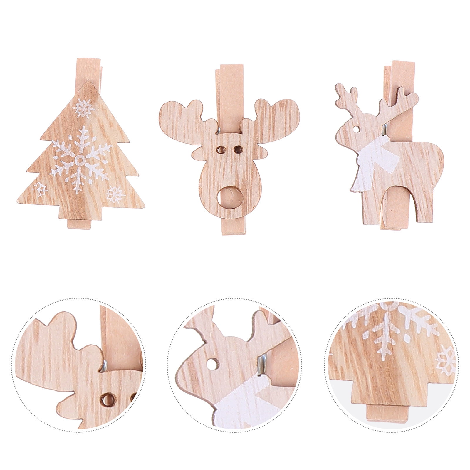 AURARMLET 12Pcs Khaki Wooden Clips for Photos Decorations Hanging ...