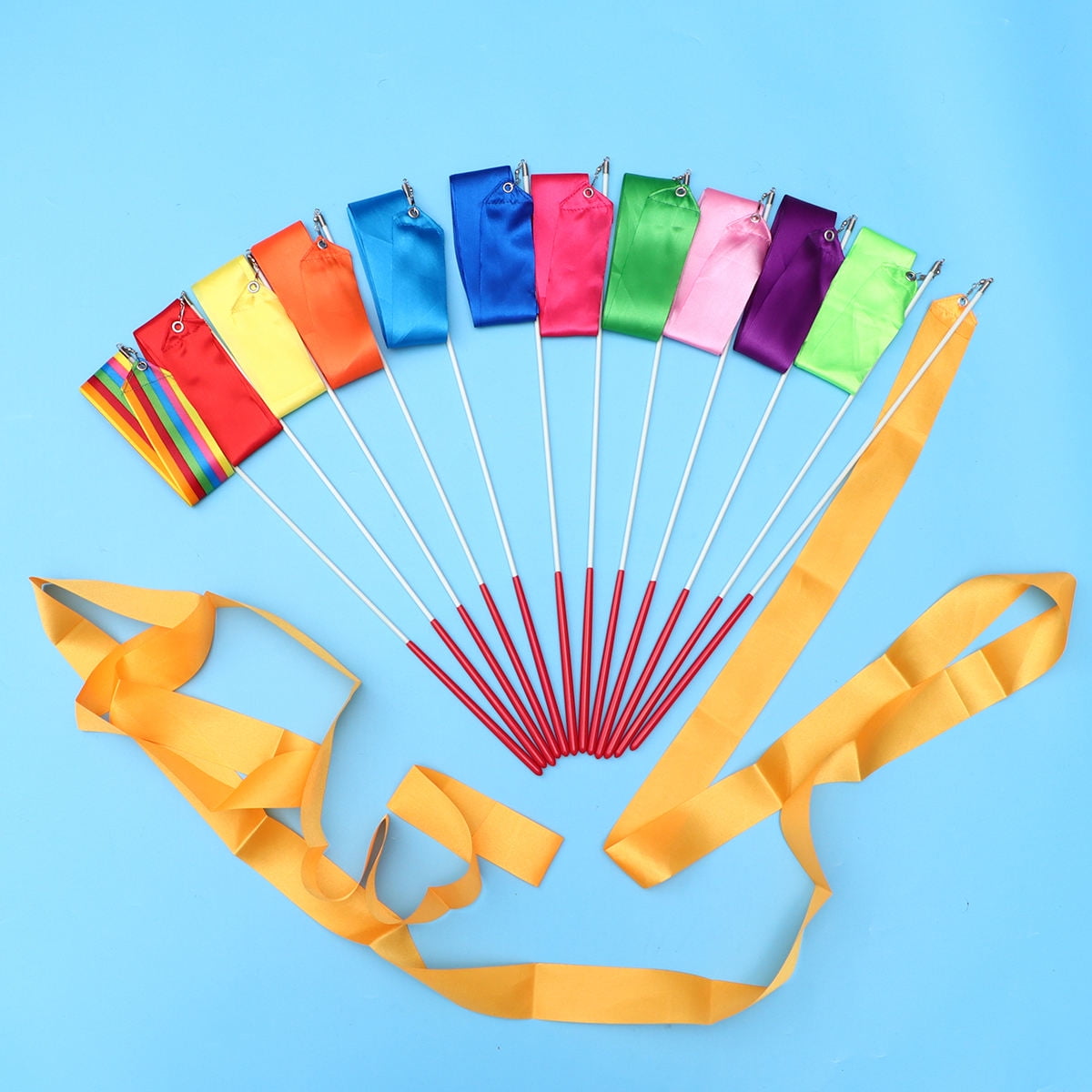 AURARMLET 12Pcs Ribbons Assorted Colors Artistic Gymnastics Dance ...