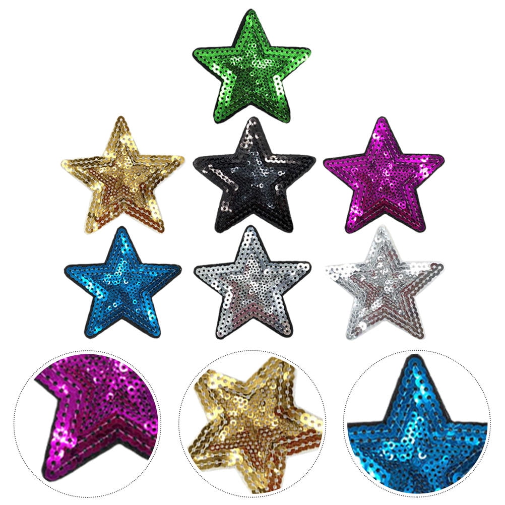 AURARMLET 14pcs Star Shape Sew On Appliques Clothes Repairing Patches Assorted Color for Friends ...