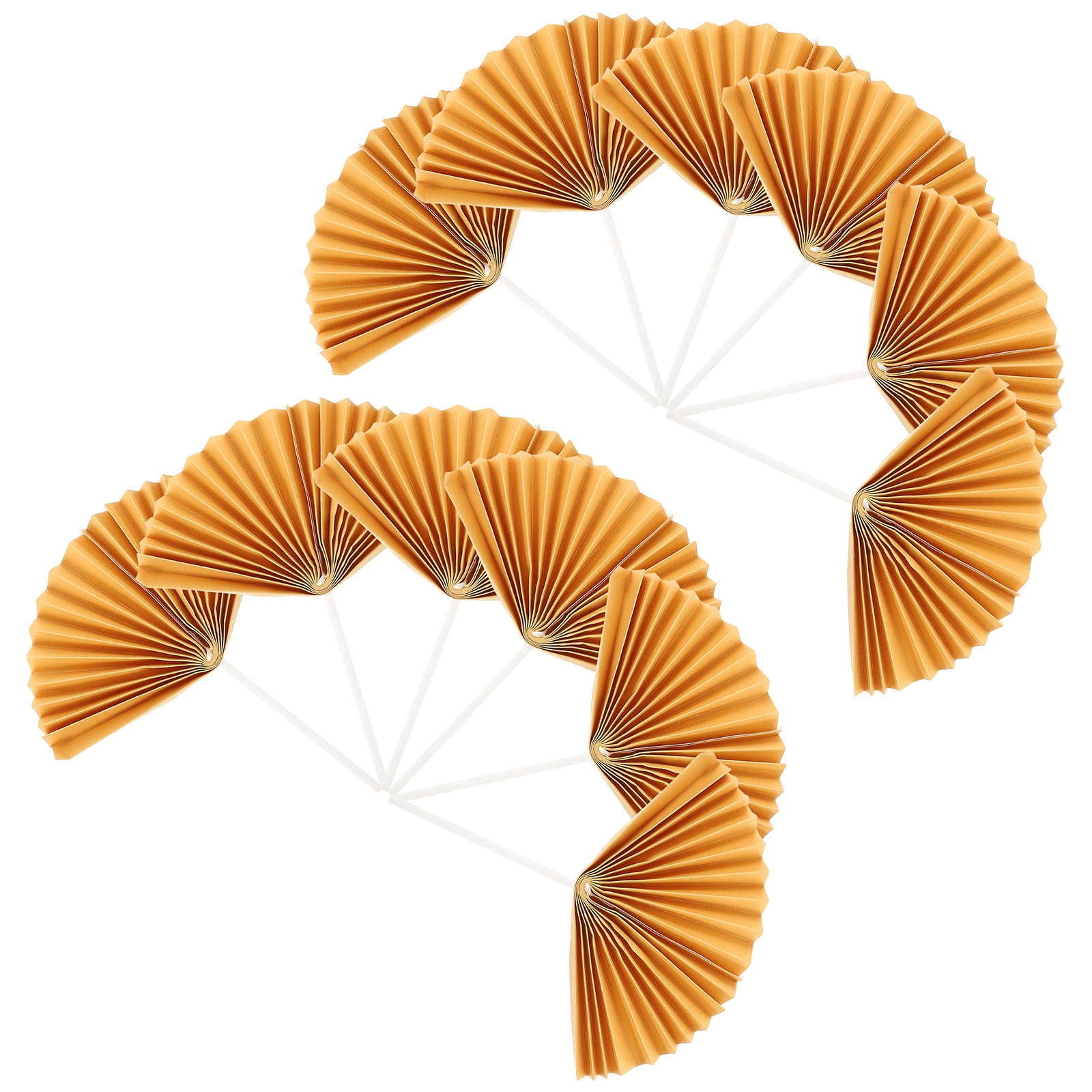 AURARMLET Fan Cake Toppers Paper Fan Cake Topper Golden 16Pcs 5.2X4.4X0 ...