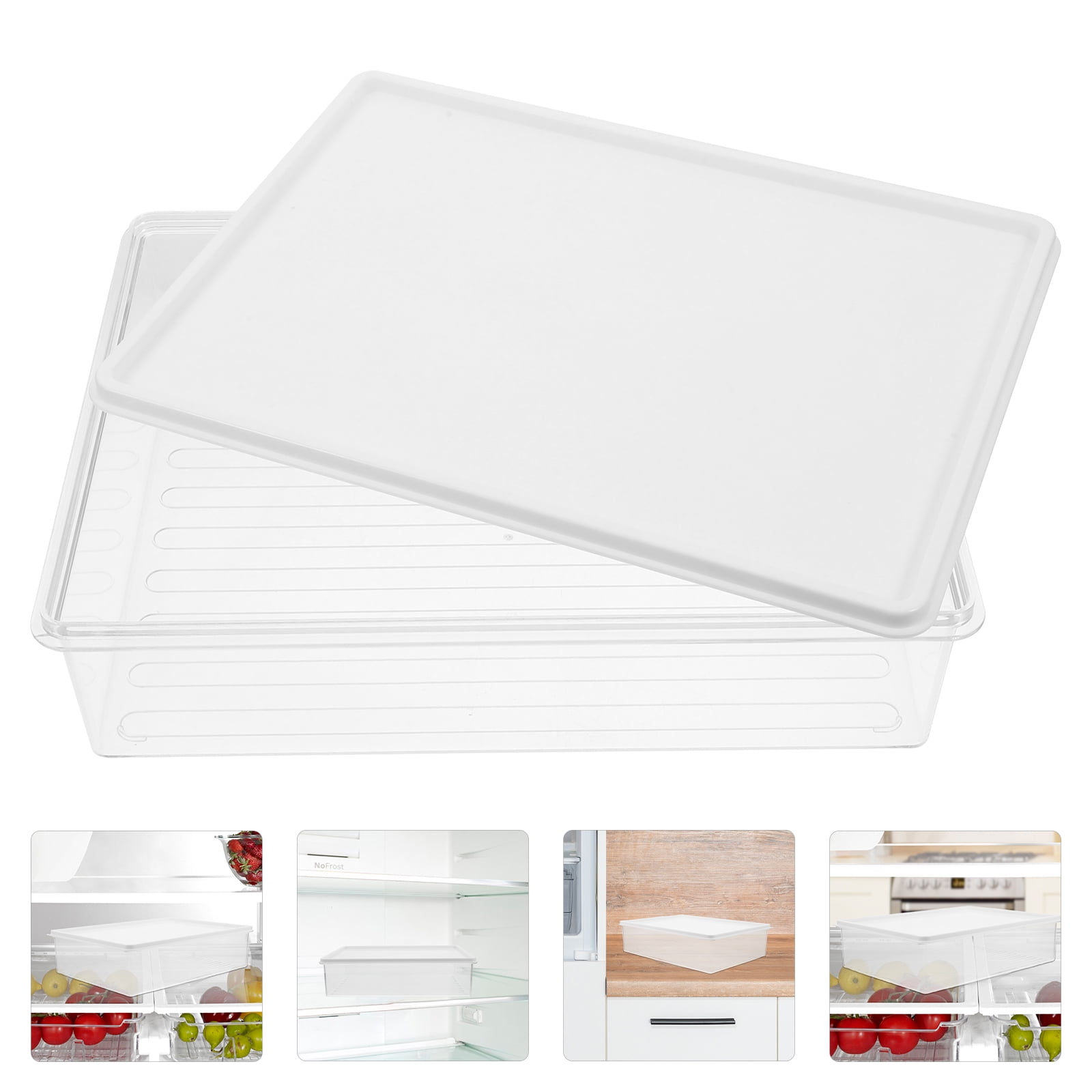 AURARMLET Fridge Storage Box with Handle, Divided Food Containers for ...