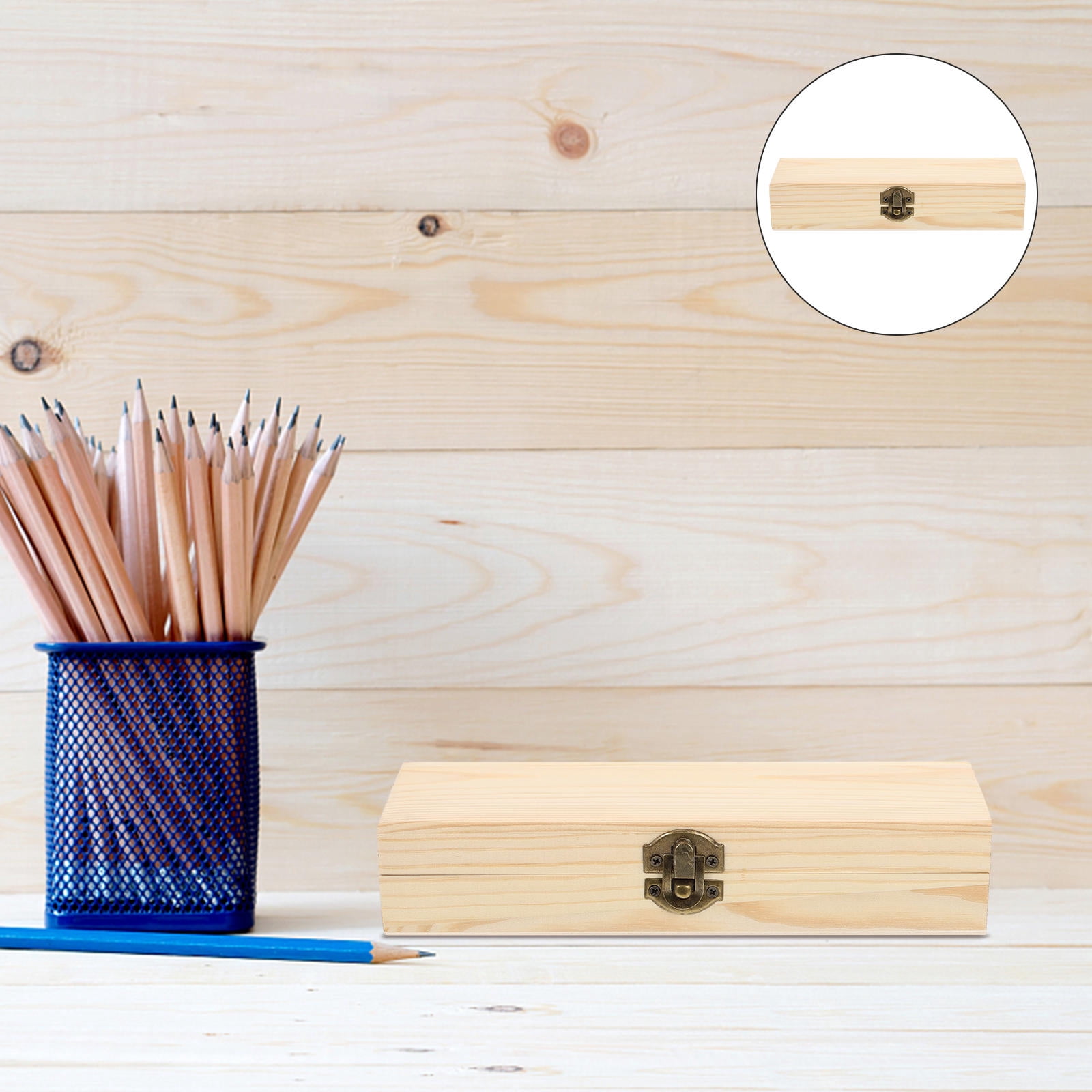 AURARMLET Pencil Storage Box Pen Box Wood 1Pcs 8.3X2.8X1.7In - Walmart.com