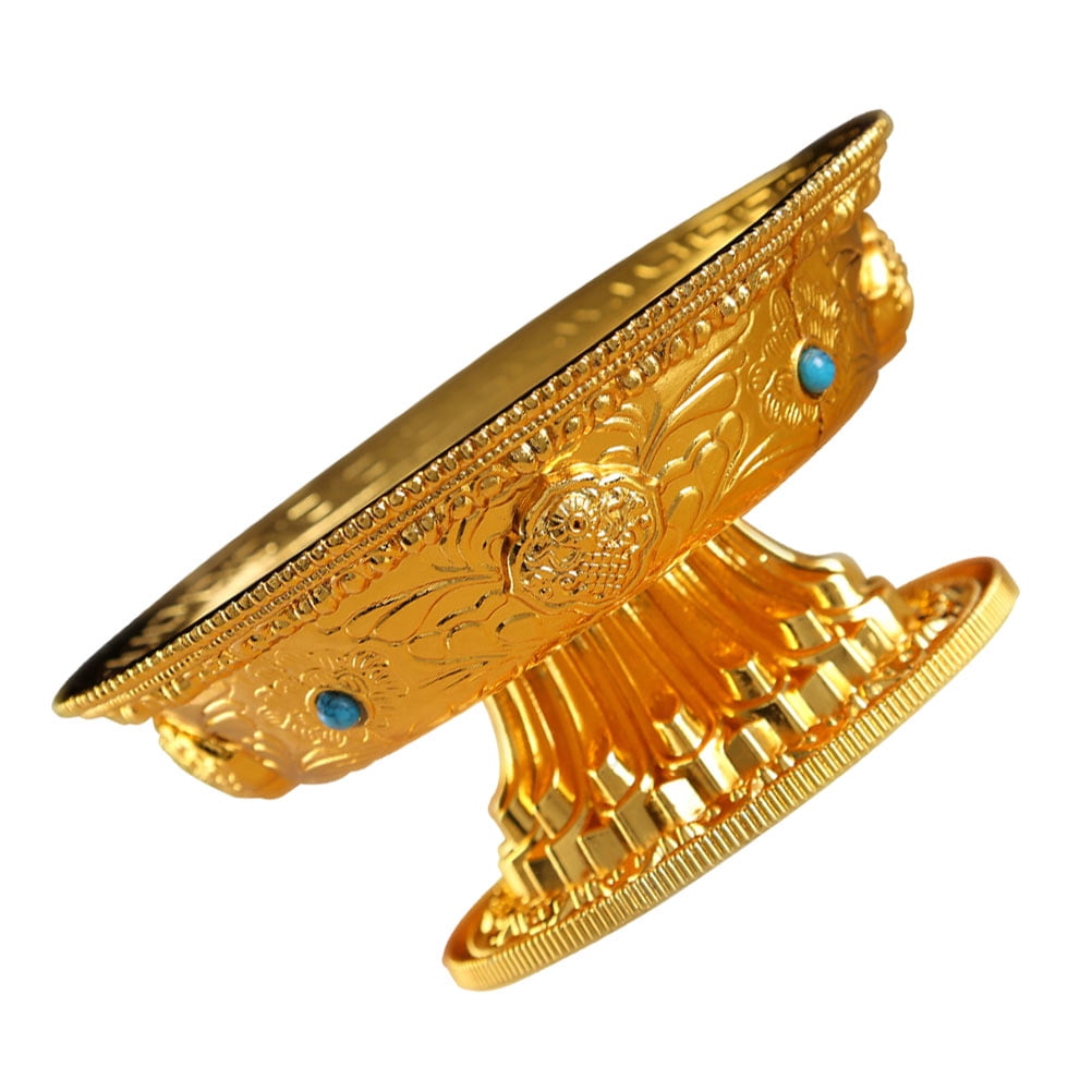 AURARMLET 1Pc High Base Fruit Plate Zinc Alloy Golden Buddhist Offering ...