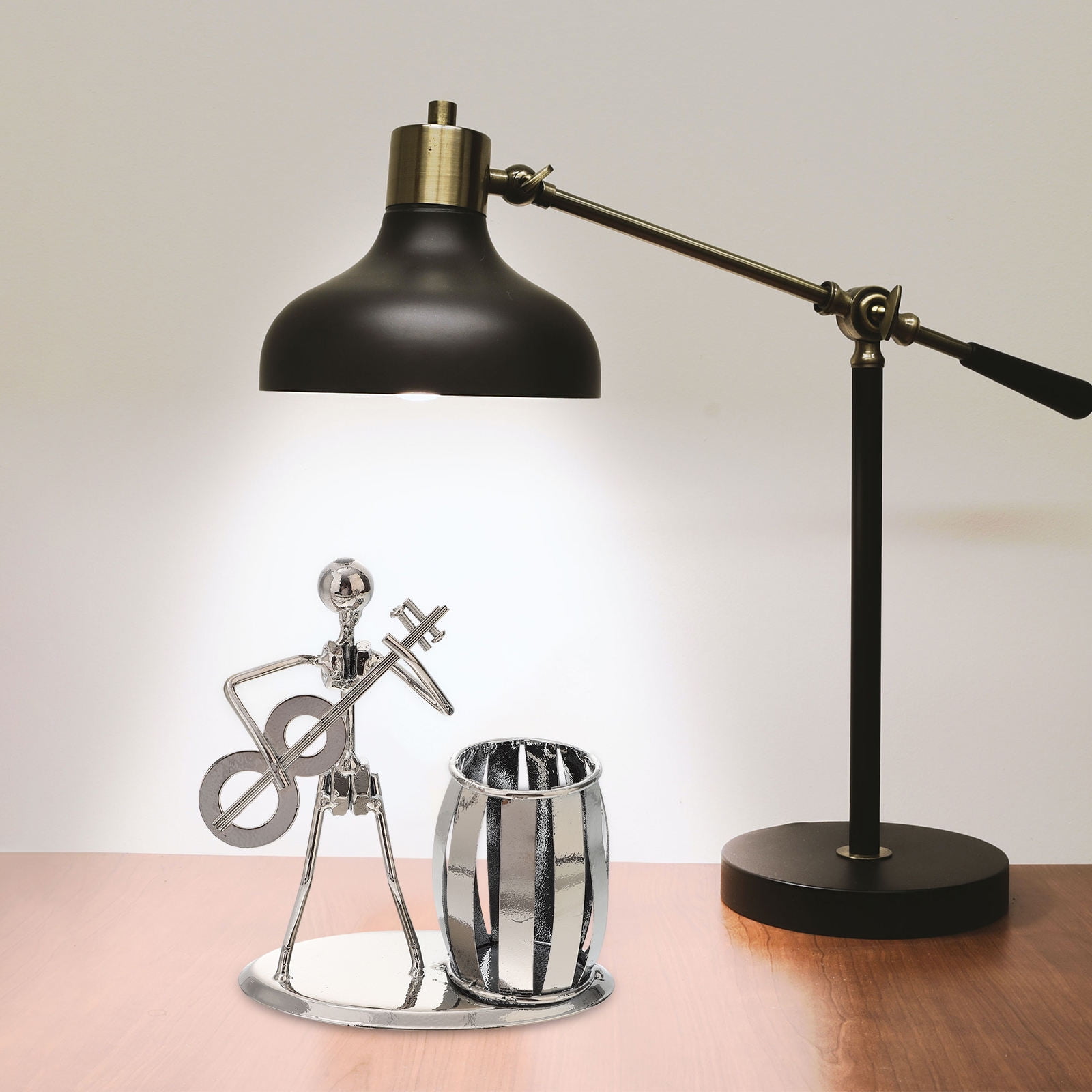 AURARMLET Guitar Shaped Metal Pen Holder Silver Desk Accessory for ...