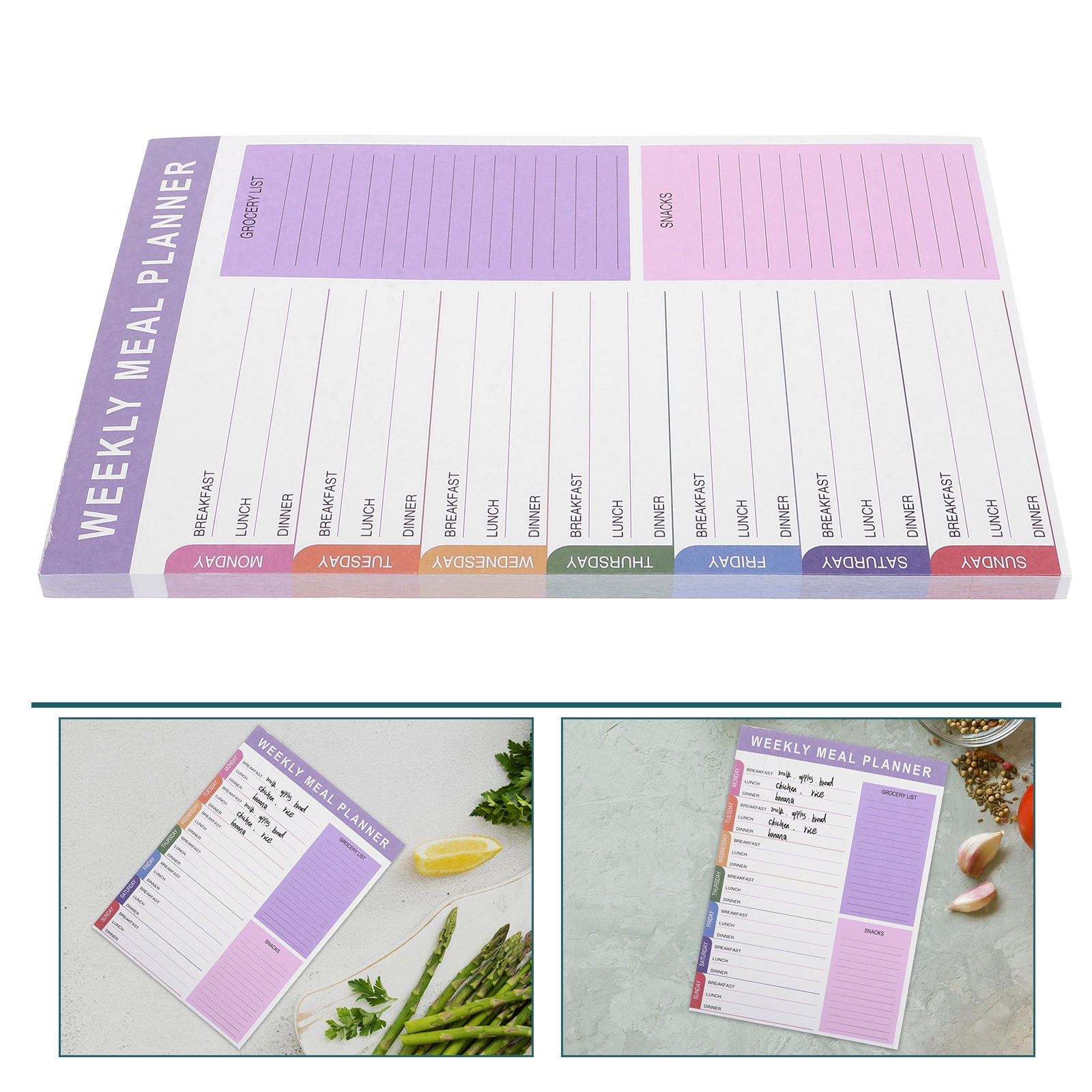 AURARMLET 1Pcs Menu Recipe Meal Planner Notepad Multi Color Paper for ...