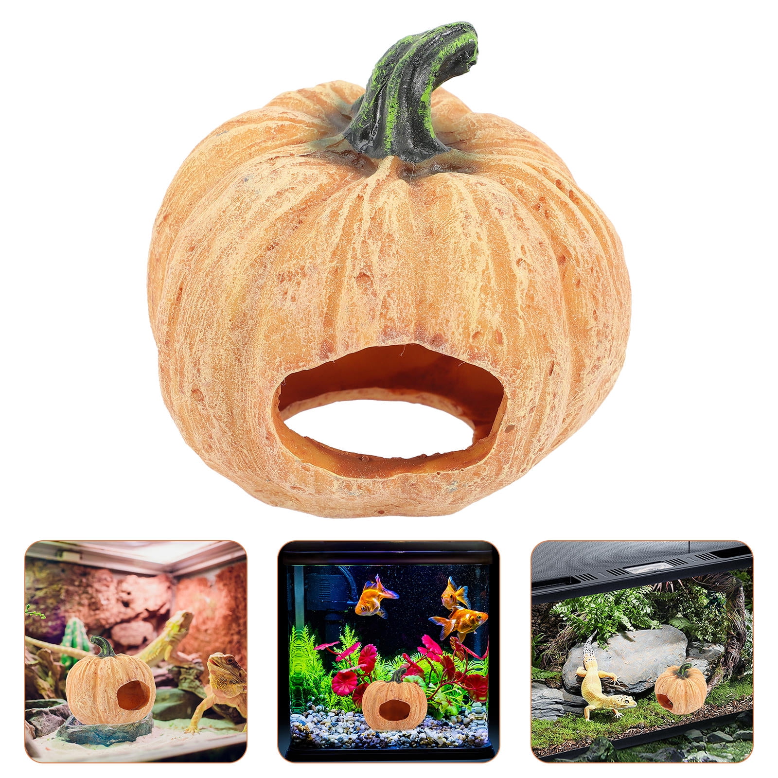 AURARMLET 1Pcs Orange Resin Pumpkin Shaped Fish Cave Aquarium Tank ...