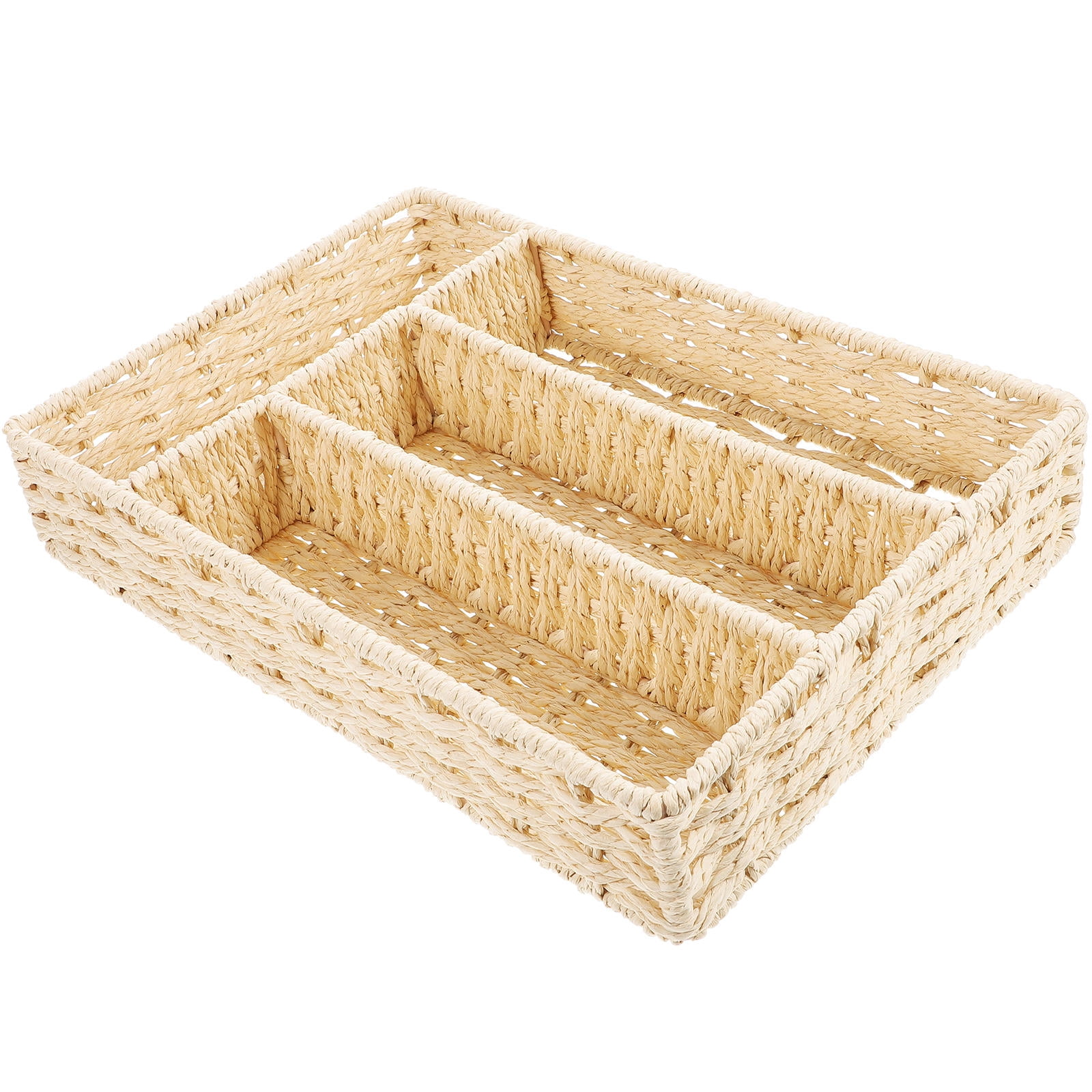 AURARMLET Coffee Makeup Organizer Woven Basket Beige Paper Rope 1Pack ...