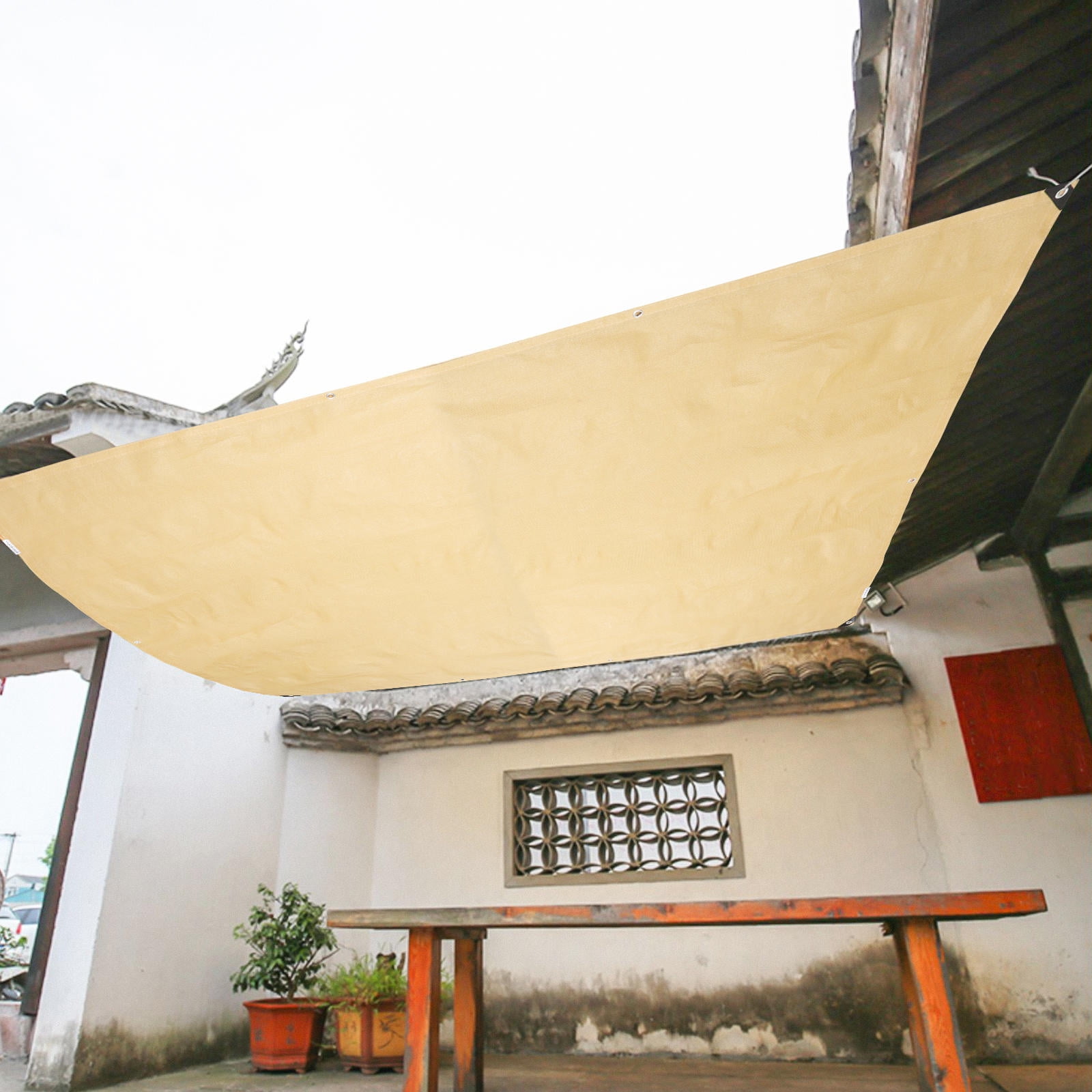 AURARMLET 1Set Beige PE Sunblock Mesh Shade Cloth for Patio Outdoor ...