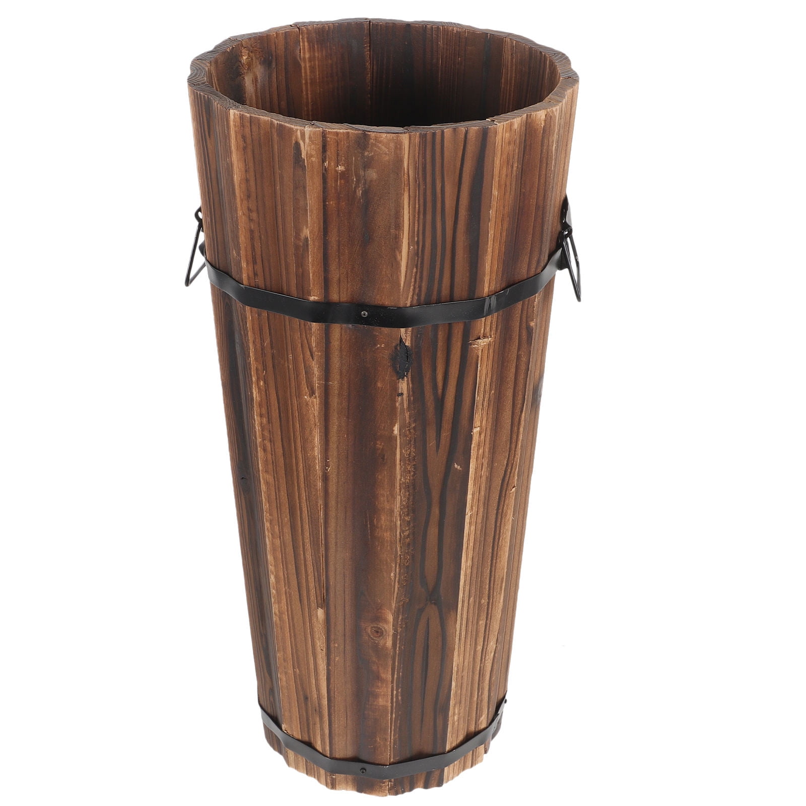 AURARMLET Garden Flower Pot Container Carbonized Wood 1Set 16.5x8.3In ...