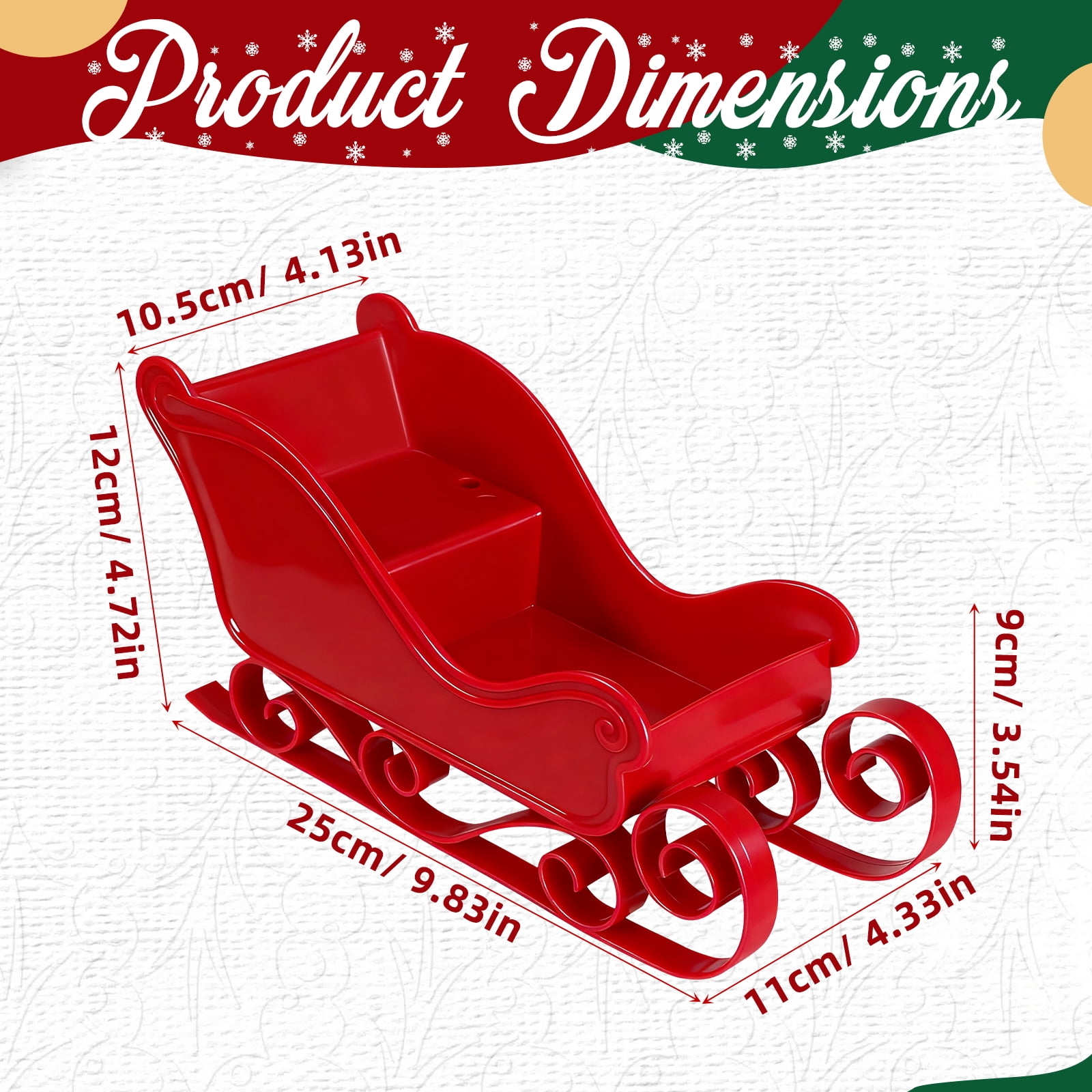 AURARMLET 1Set Christmas Sleigh Red Plastic Sleigh Shape For Indoor And ...