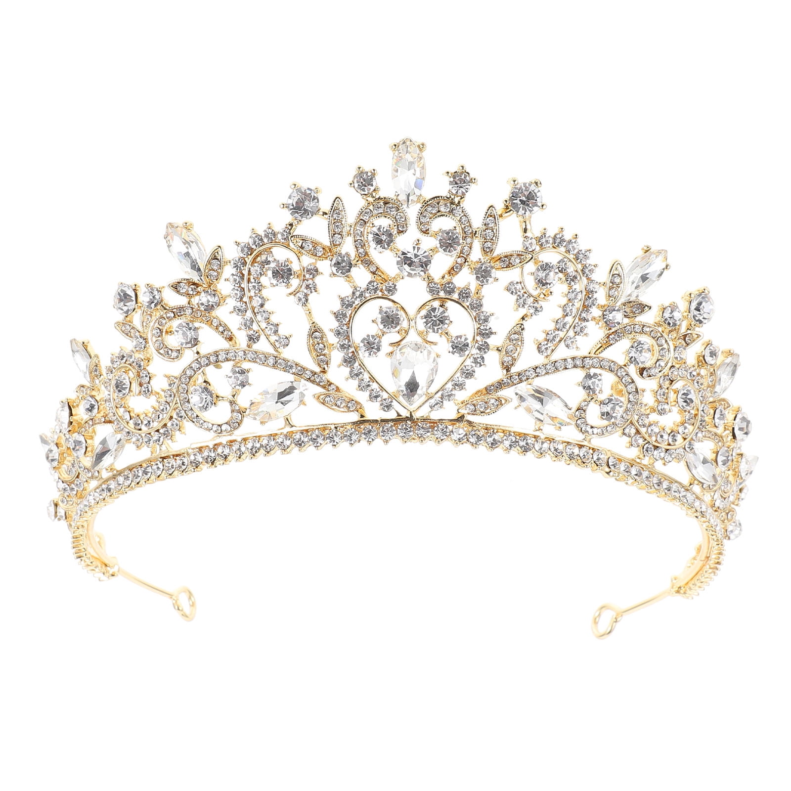 AURARMLET 1Set Golden Bridal Tiara Rhinestone Crown for Weddings ...
