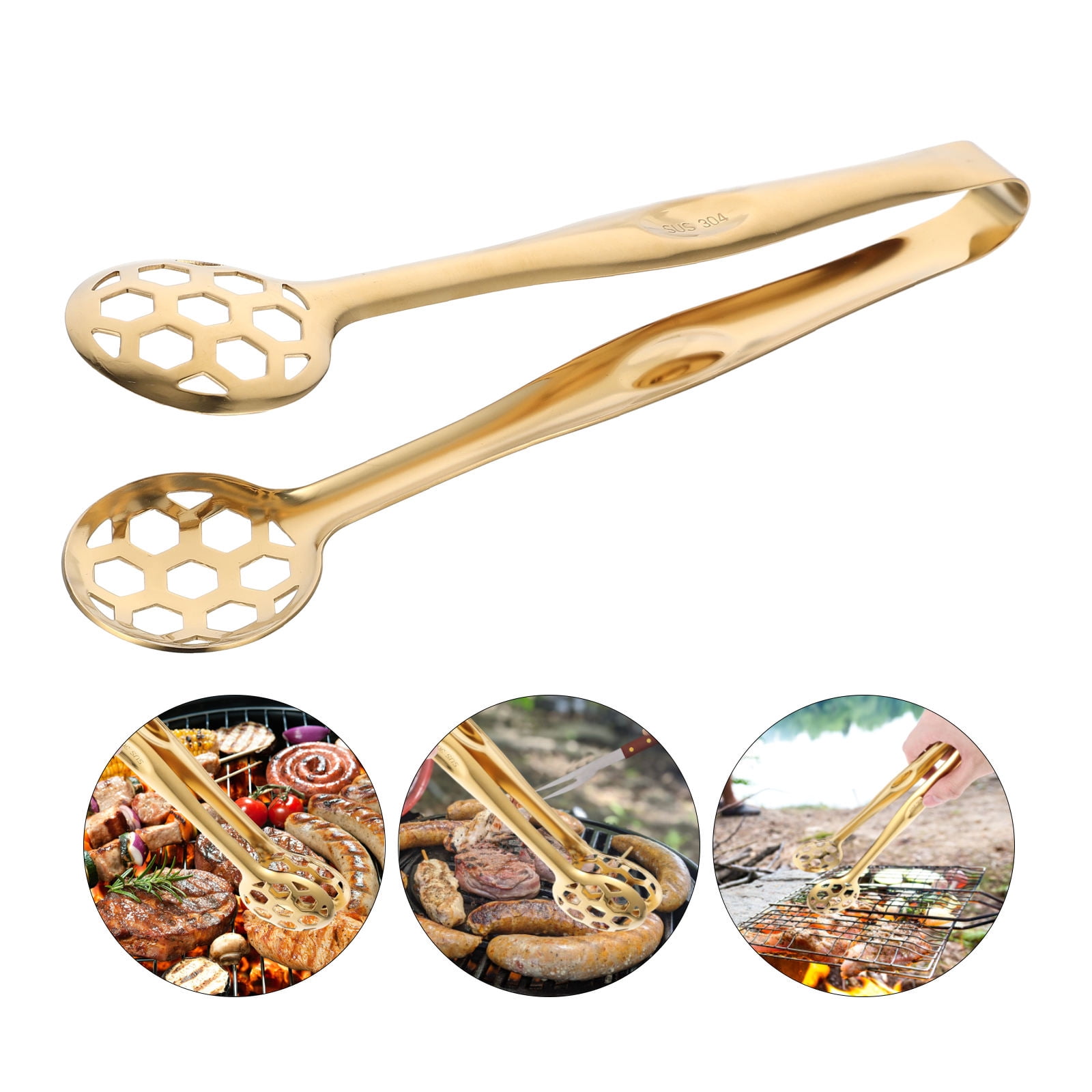 AURARMLET 1Set Kitchen Clip Golden Color Metal Serving Tongs With ...