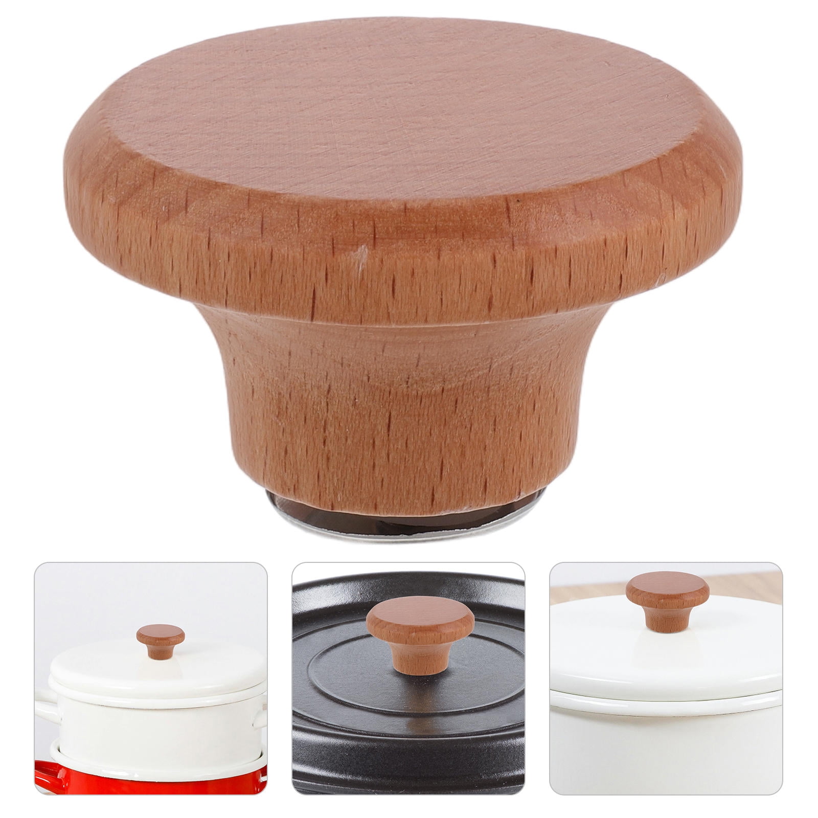 AURARMLET Pot Lid Knob Pot Lid Knob Light Brown Wood 1Pcs Cooking ...