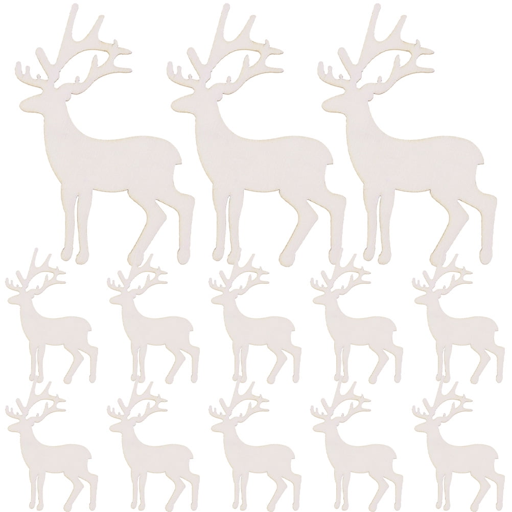 AURARMLET Unfinished Wood Deer Ornaments Wooden Deer Shape Cutouts ...