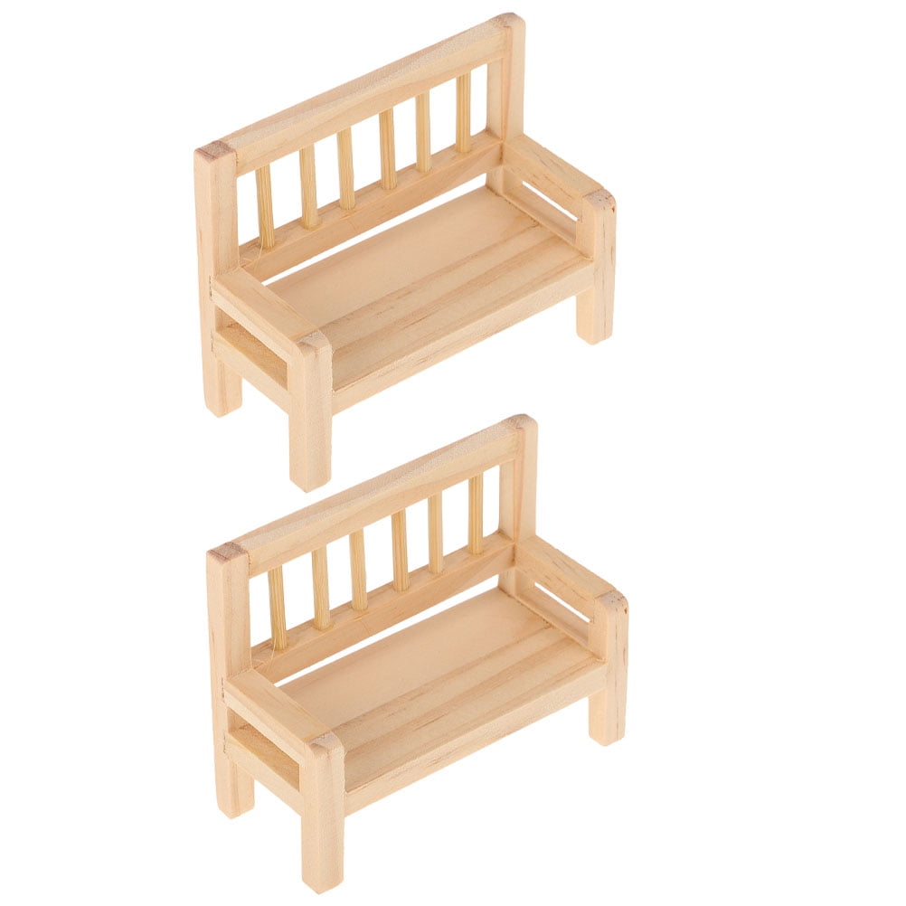 AURARMLET 2Pack Light Brown Mini House Bench for Dollhouse Furniture ...