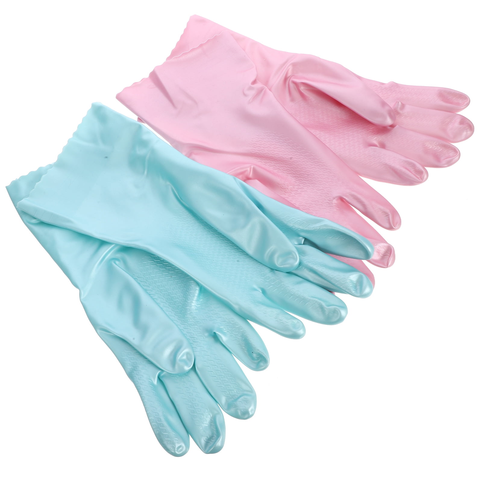 AURARMLET 2Pairs Pink Flocking Reusable Dishwashing Gloves with Slip ...