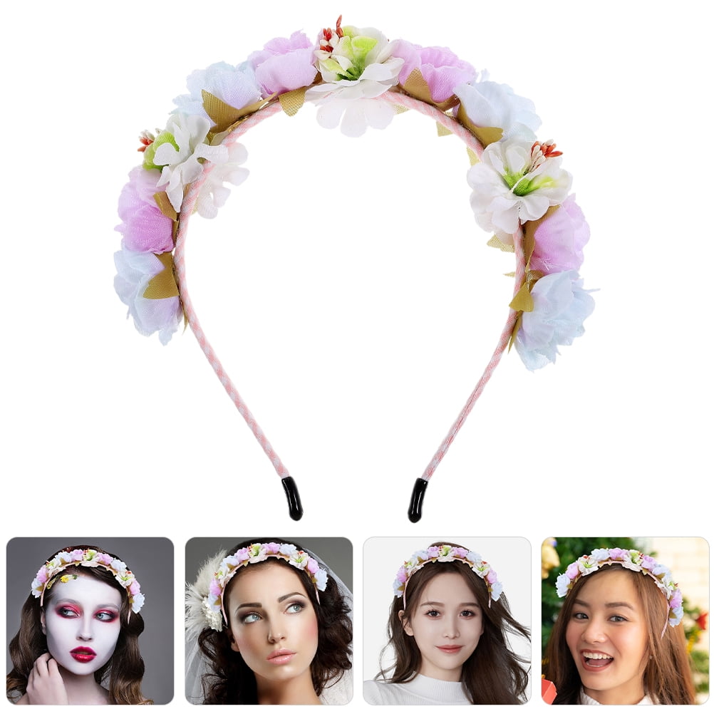 AURARMLET 2Pcs Blue Artificial Flower Crown Headbands Elegant Floral ...