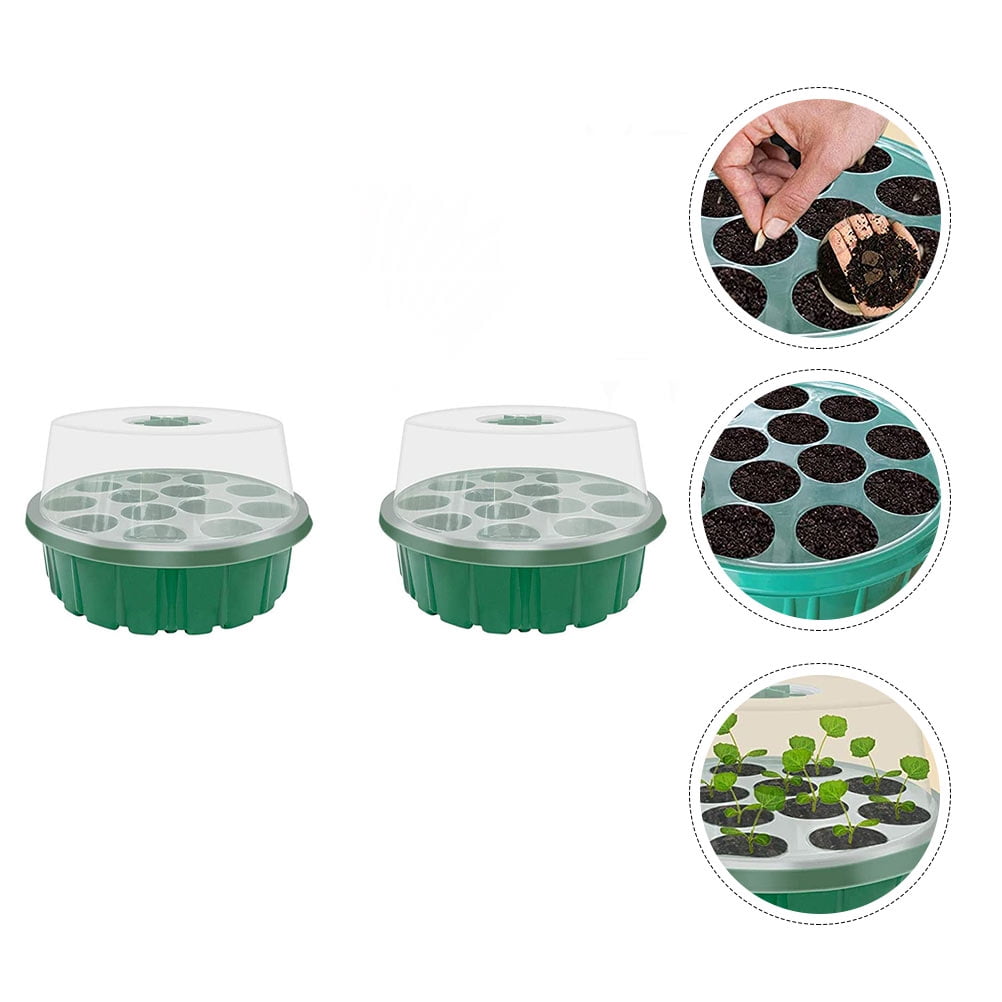 AURARMLET Transparent Cover Plant Germination Boxes Green Plastic 2Set ...