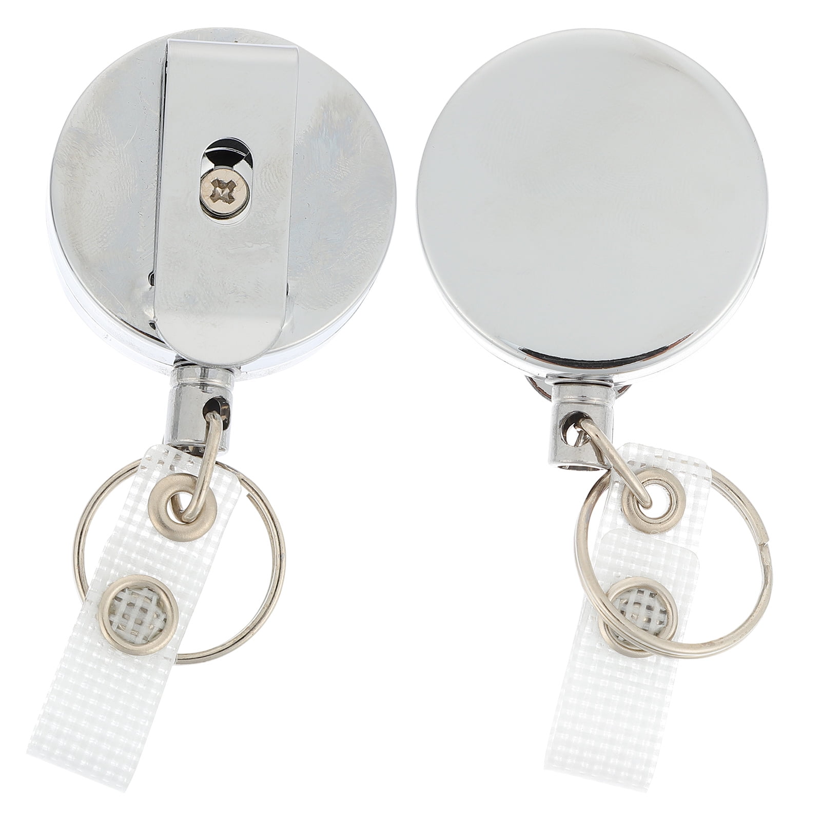 AURARMLET 2Pcs Retractable Id Cards Clip Plated Silver Metal with Key ...