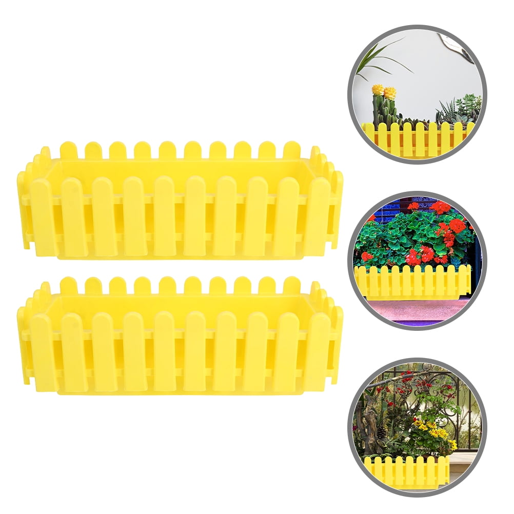 AURARMLET Square Outdoor Planter Yellow Plastic For Homeowners 2Pcs 12 ...