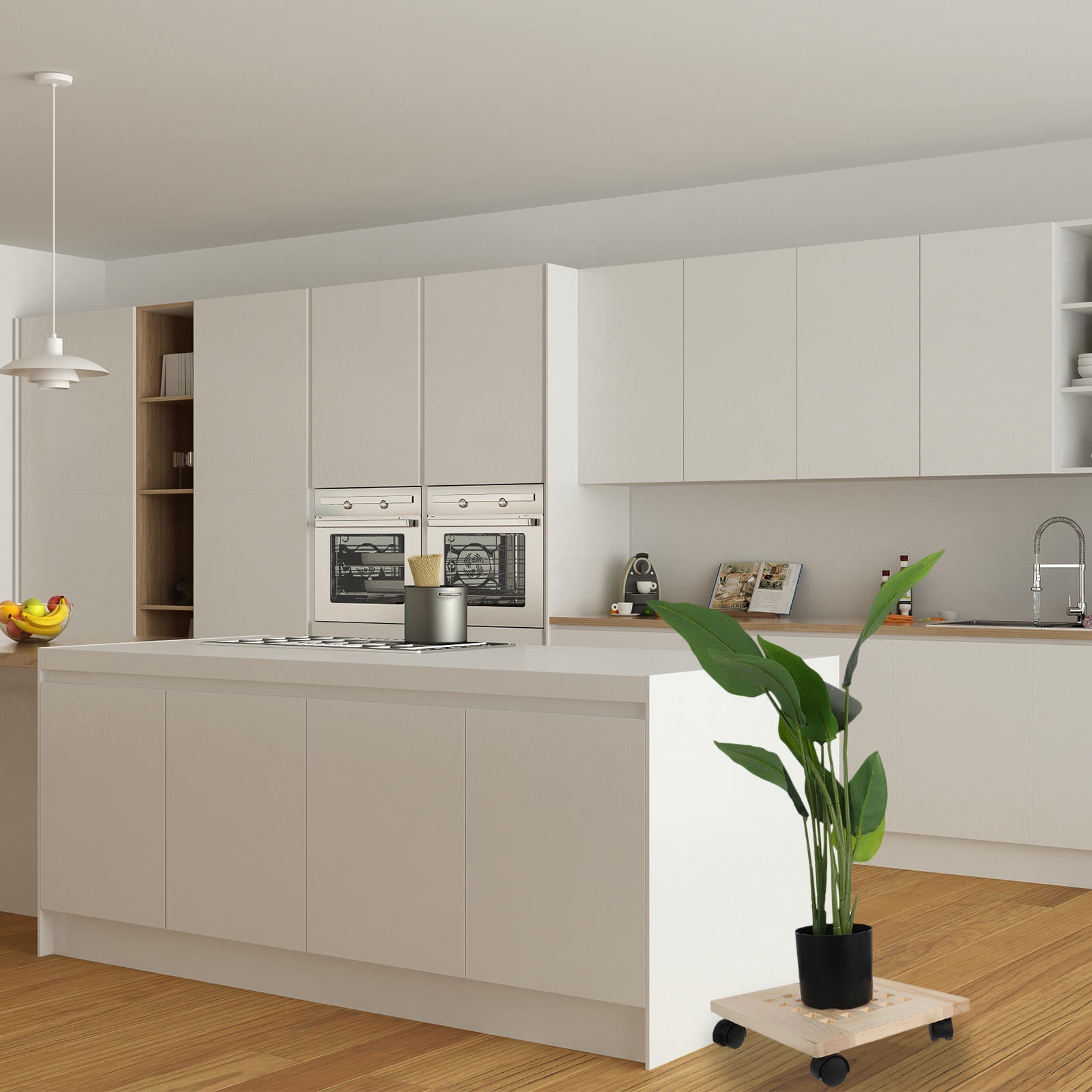 AURARMLET 32Set Wood Movable Flowerpot Trays for Indoor Plants 11.79x11 ...