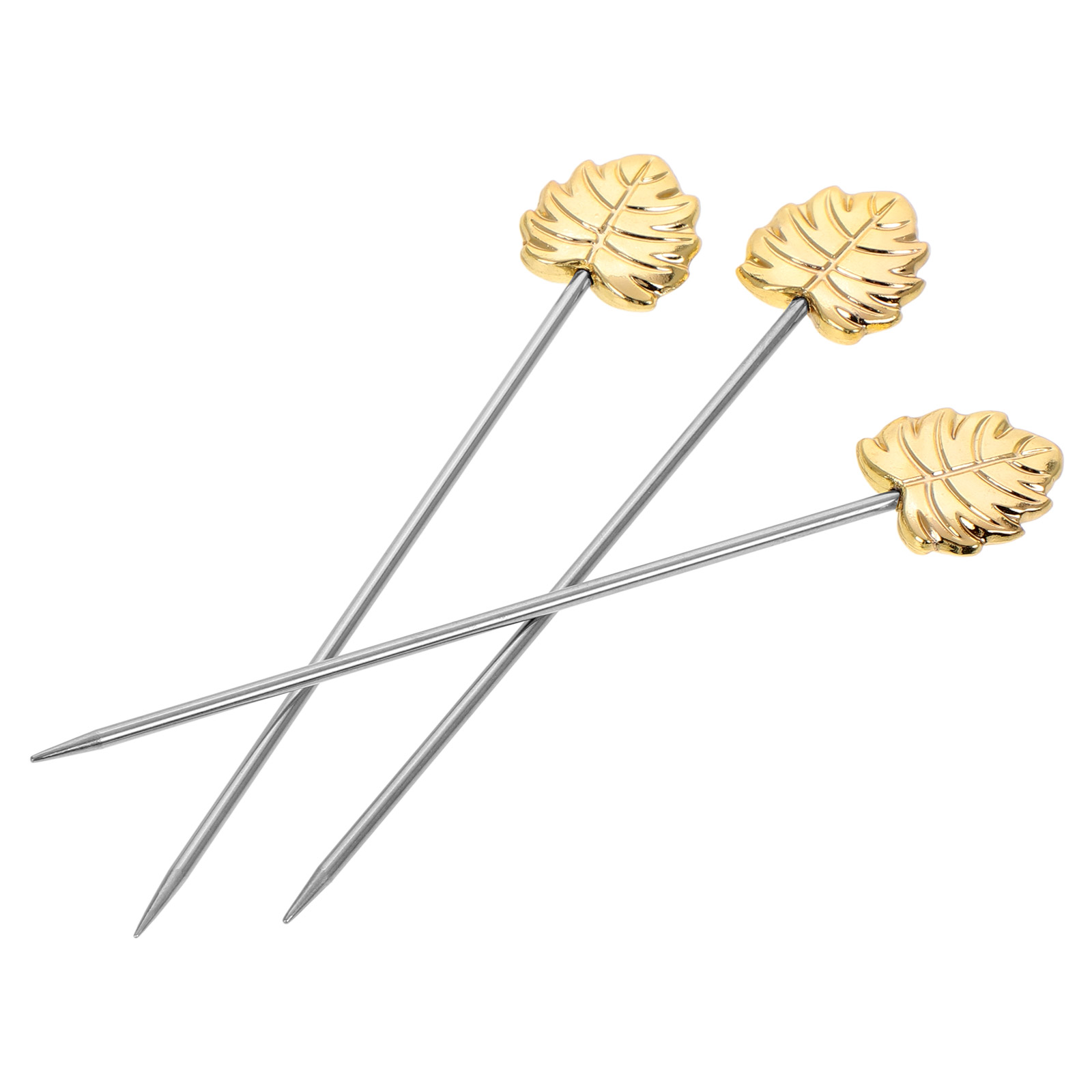 AURARMLET 3Pcs Golden Stainless Steel Fruit Picks Cocktail Sticks for ...