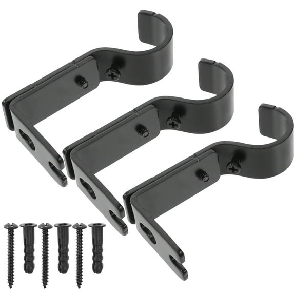AURARMLET Black Iron Curtain Rod Bracket Adjustable for Bedroom Living ...