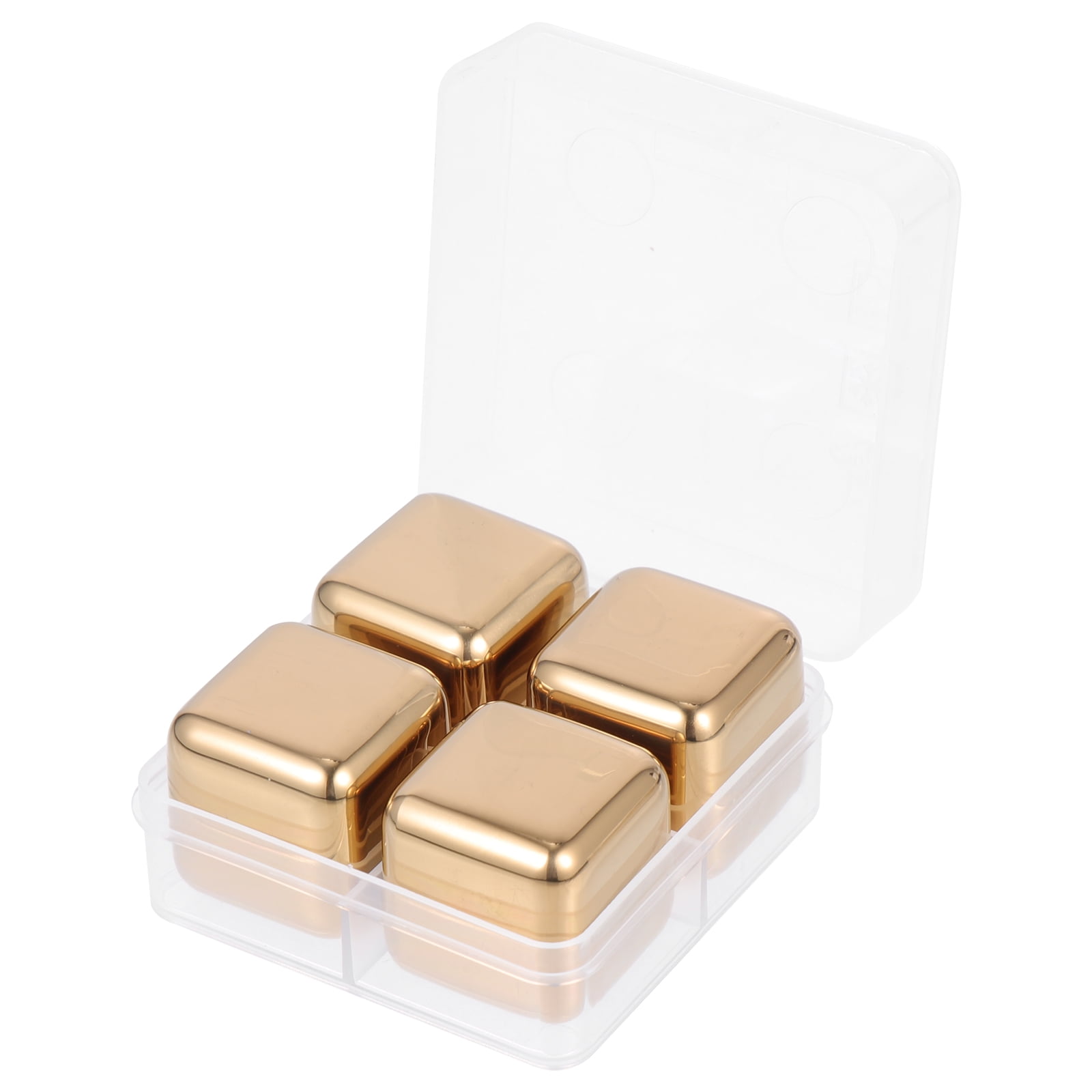 AURARMLET 4 Ice Cubes Golden Stainless Steel Simulated Ice Cubes For ...