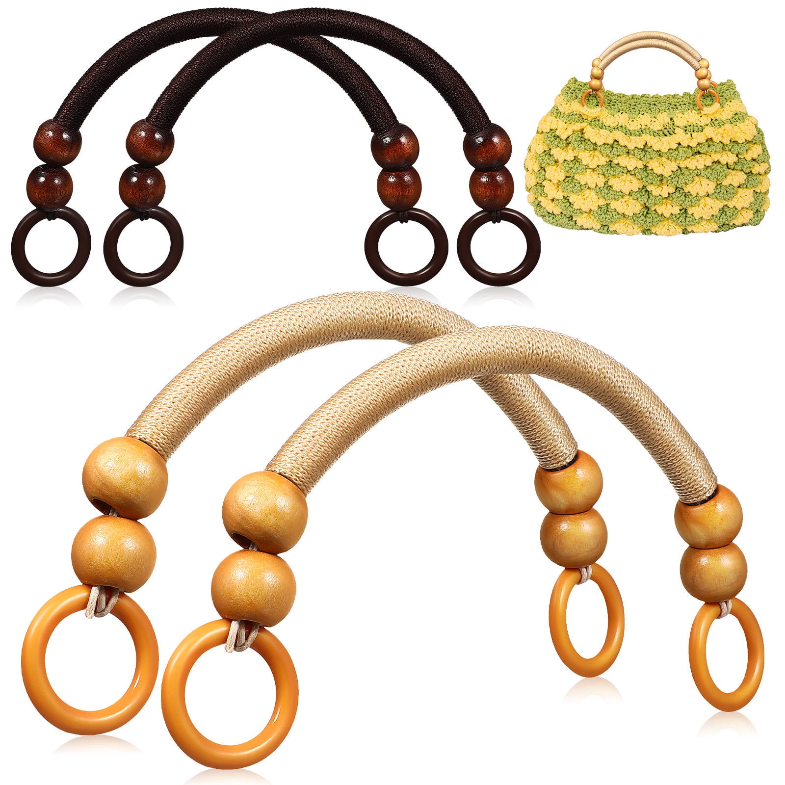 AURARMLET Purse Handles UShaped Handles Replacement Timber 4Pcs 14.54X1 ...
