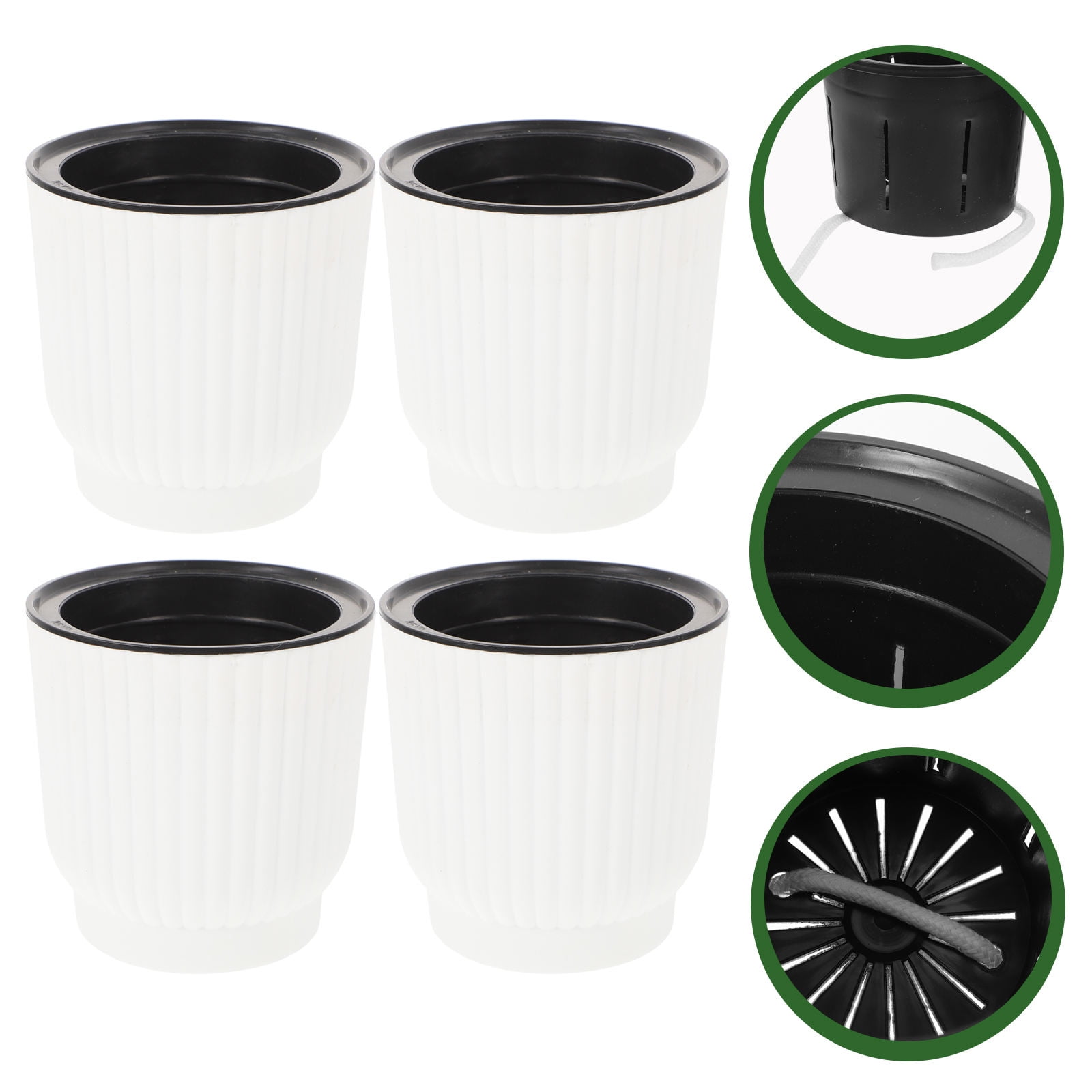 AURARMLET Simple Design Automatic Watering Planter White 4Pcs 4.64X4 ...