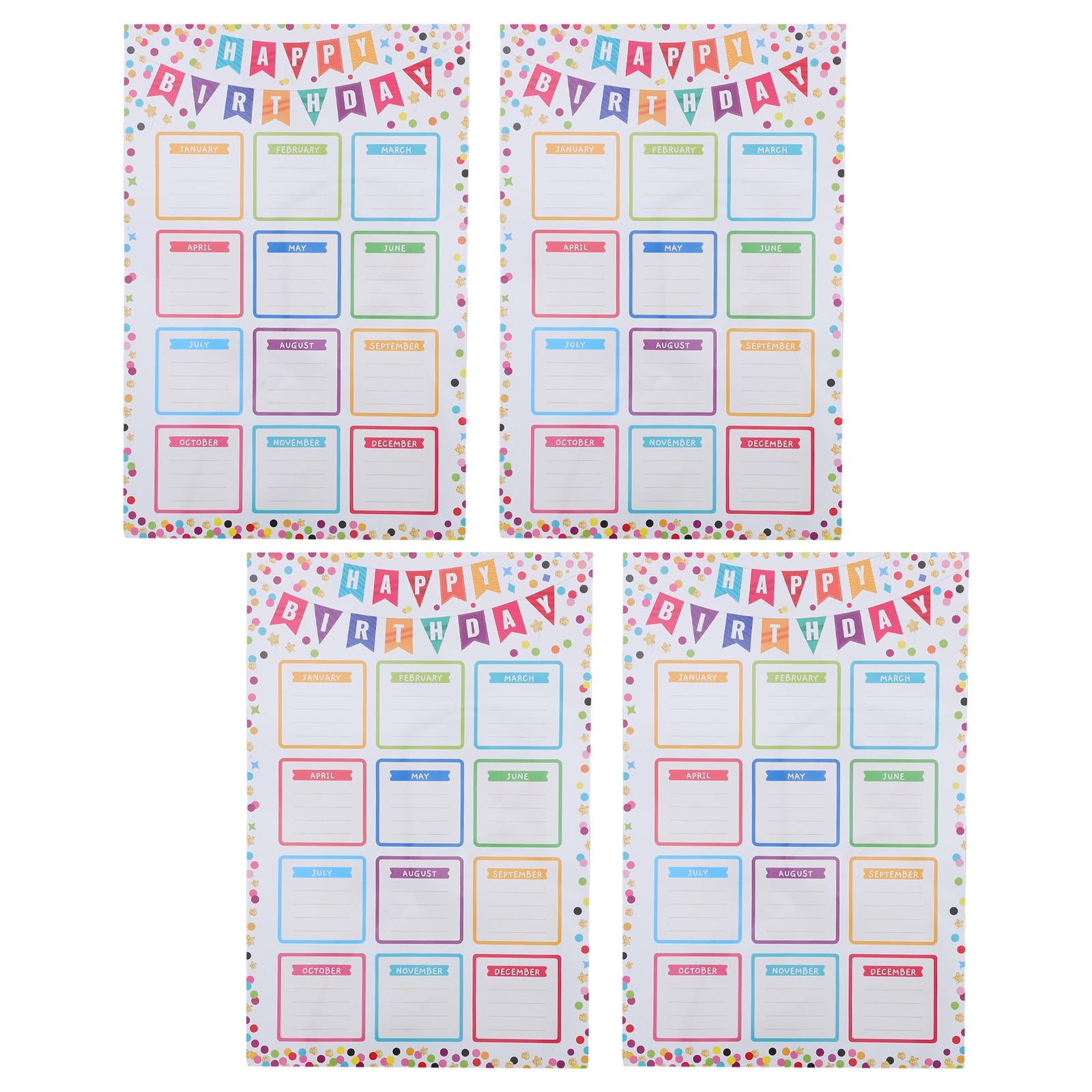 AURARMLET 4-Piece Birthday Chart Poster for Classroom Use, Multi-Color ...