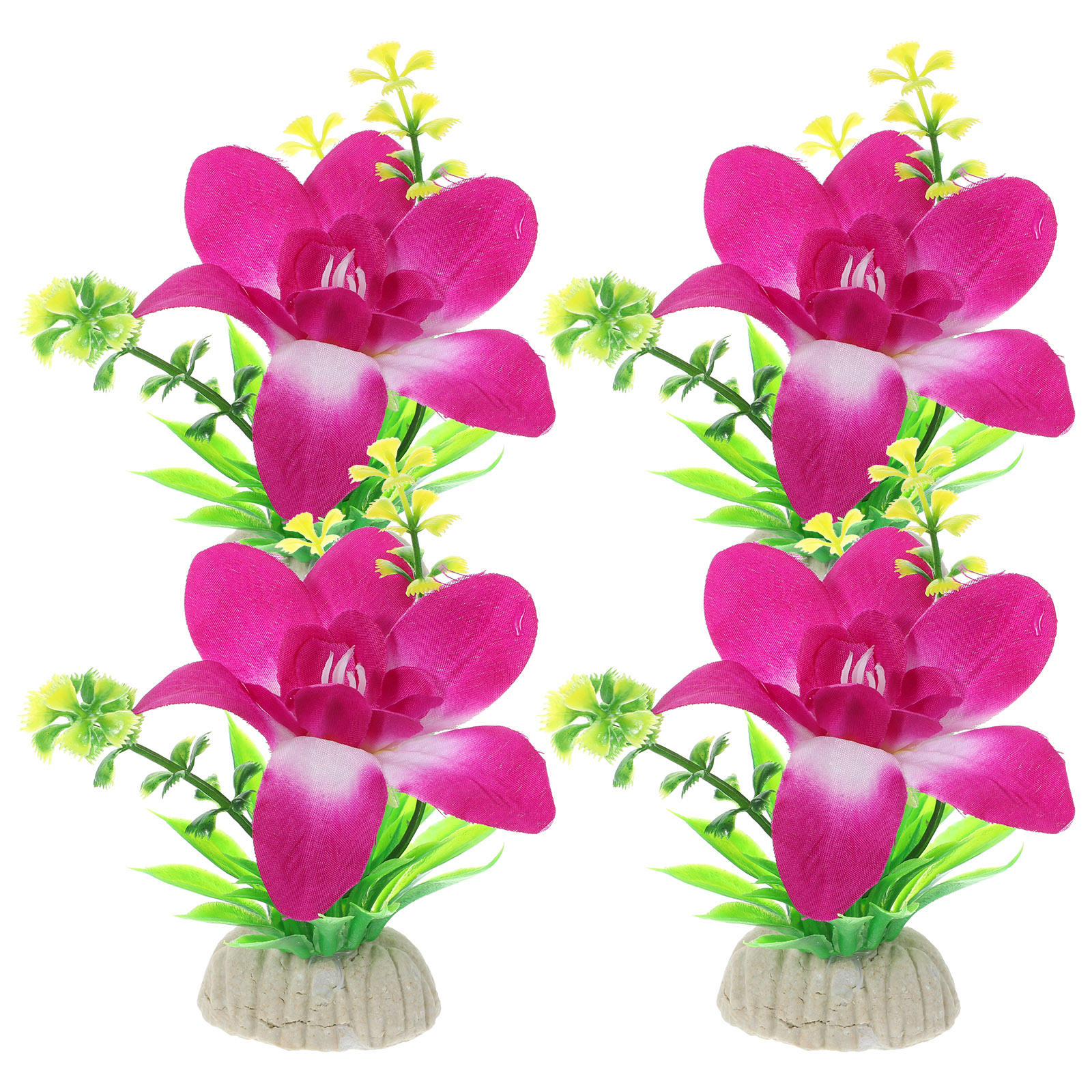 AURARMLET 4pcs Artificial Flower Orchid Plate Decor Purple Plastic ...
