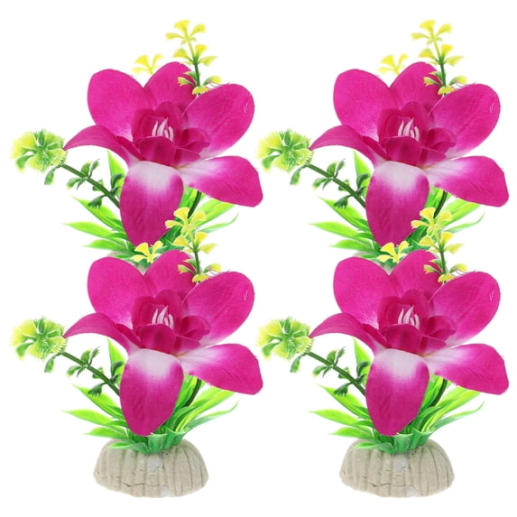 AURARMLET 4pcs Artificial Flower Orchid Plate Decor Purple Plastic ...