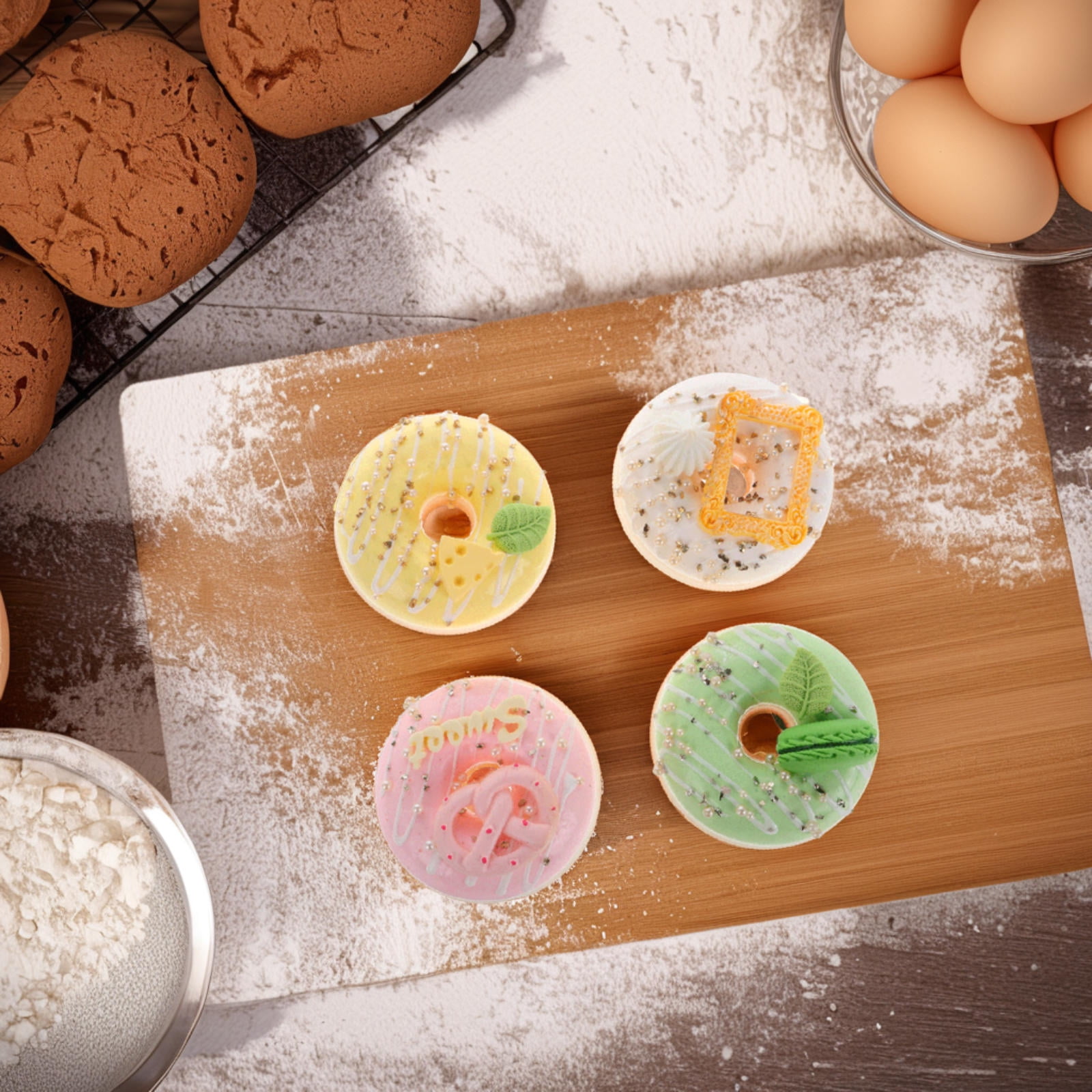 AURARMLET Set of 4 Realistic Faux Donut Refrigerator Magnets for ...